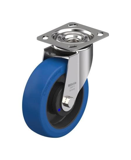 6-5/16 Inch Stainless Steel Swivel Caster with Blickle Besthane Soft ...