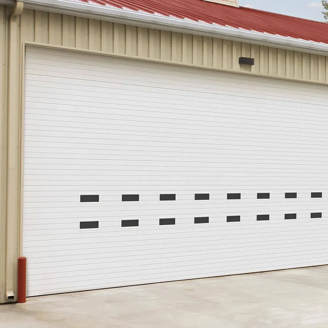 Model 3720 Commercial Overhead Door with Windows in Tan - 8 ft W x 13 ...